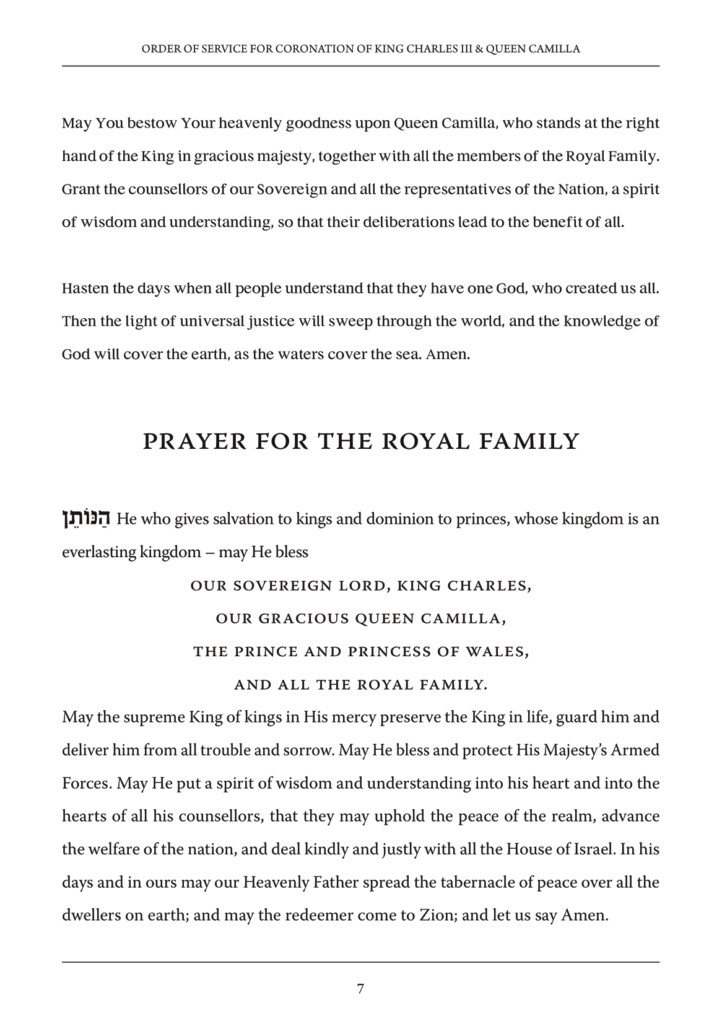 Prayers for the Coronation - Office of the Chief Rabbi